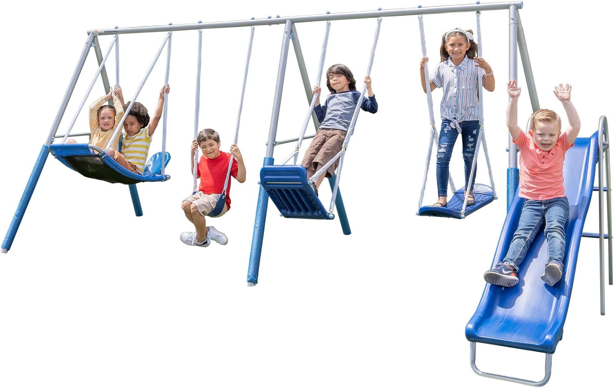 Amazon.com: Sportspower Super Surfer Metal Swing Set with 6ft Slide ...