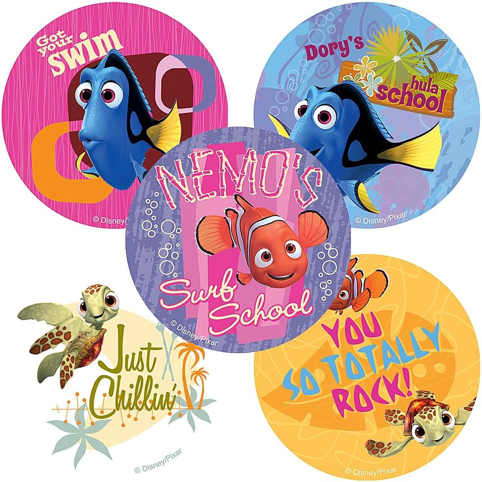 Amazon.com: Disney Finding Nemo Wavy Days Stickers - Party Favors - 75 ...
