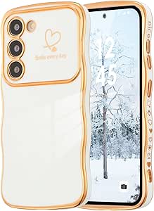 Amazon.com: DEFBSC Case for Samsung Galaxy S22 Plus Case, Curly Wave Shape Plating Frame Cute ...