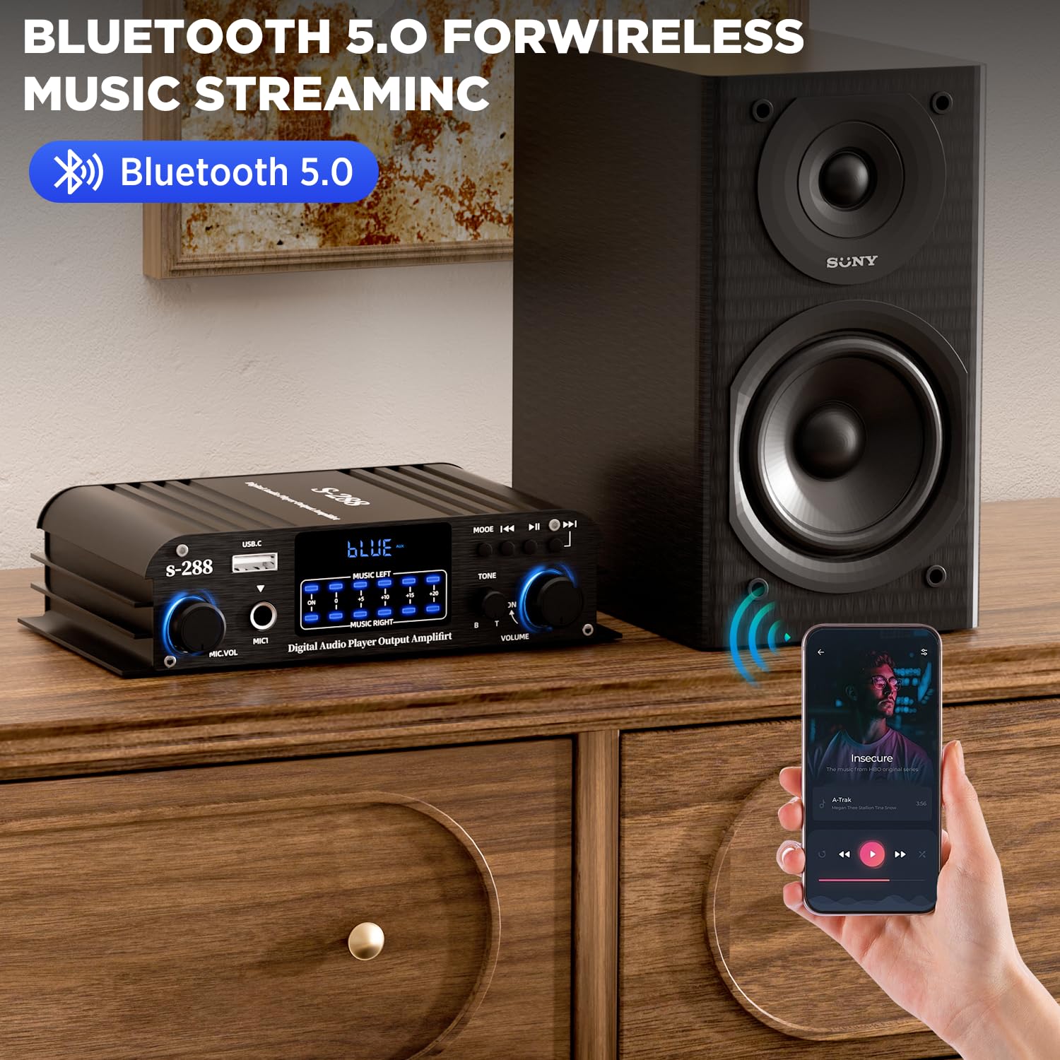Snapklik.com : 1200W Amplifier Home Audio 4 Channel, Bluetooth50 Small ...