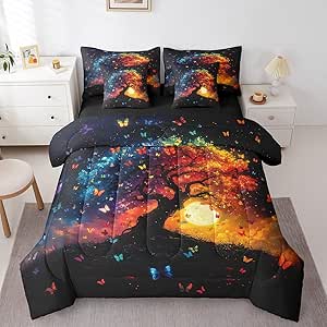 Amazon.com: Erosebridal Tree of Life Bedding Set 7 Piece Boho Star Moon ...