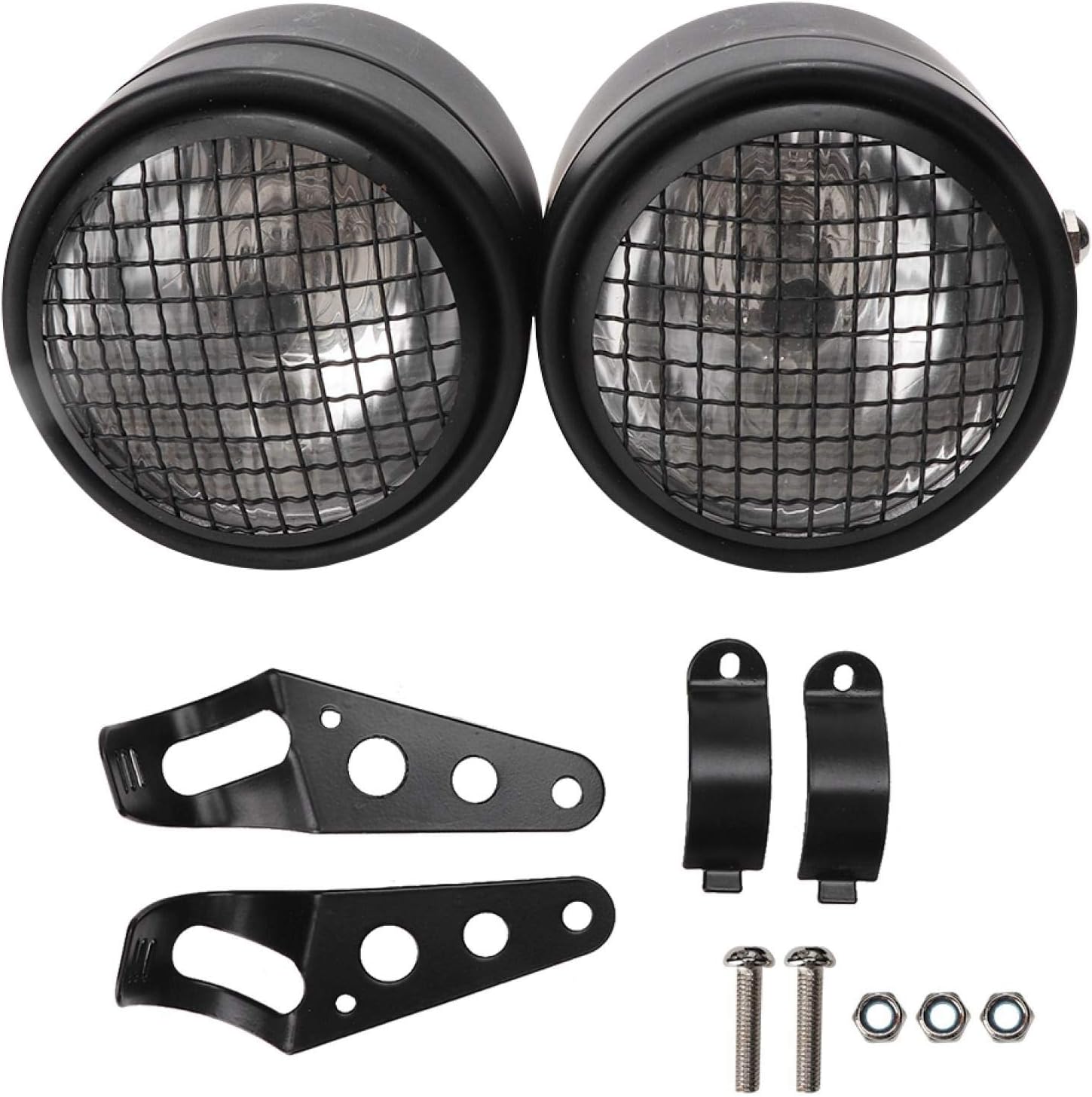 Motorcycle Double Headlight, 8.5in Iron Universal Motorcycle Twin Lamp ...