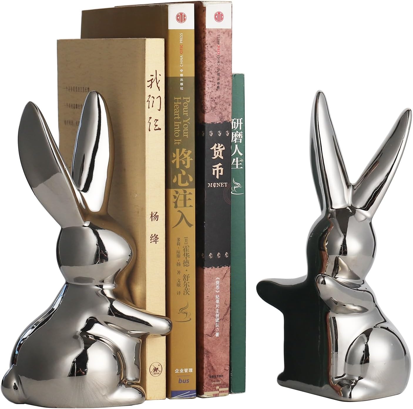 Amazon.com: DUMEINA Rabbit Decorative Bookends,Bookends for Shelves ...