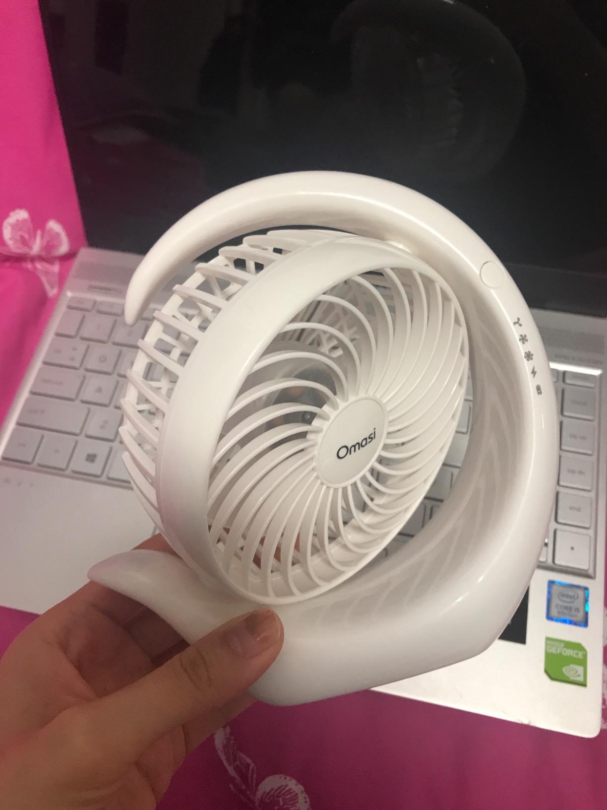 Omasi USB Fan 3600mAh Rechargeable Battery Powered Desktop Personal ...