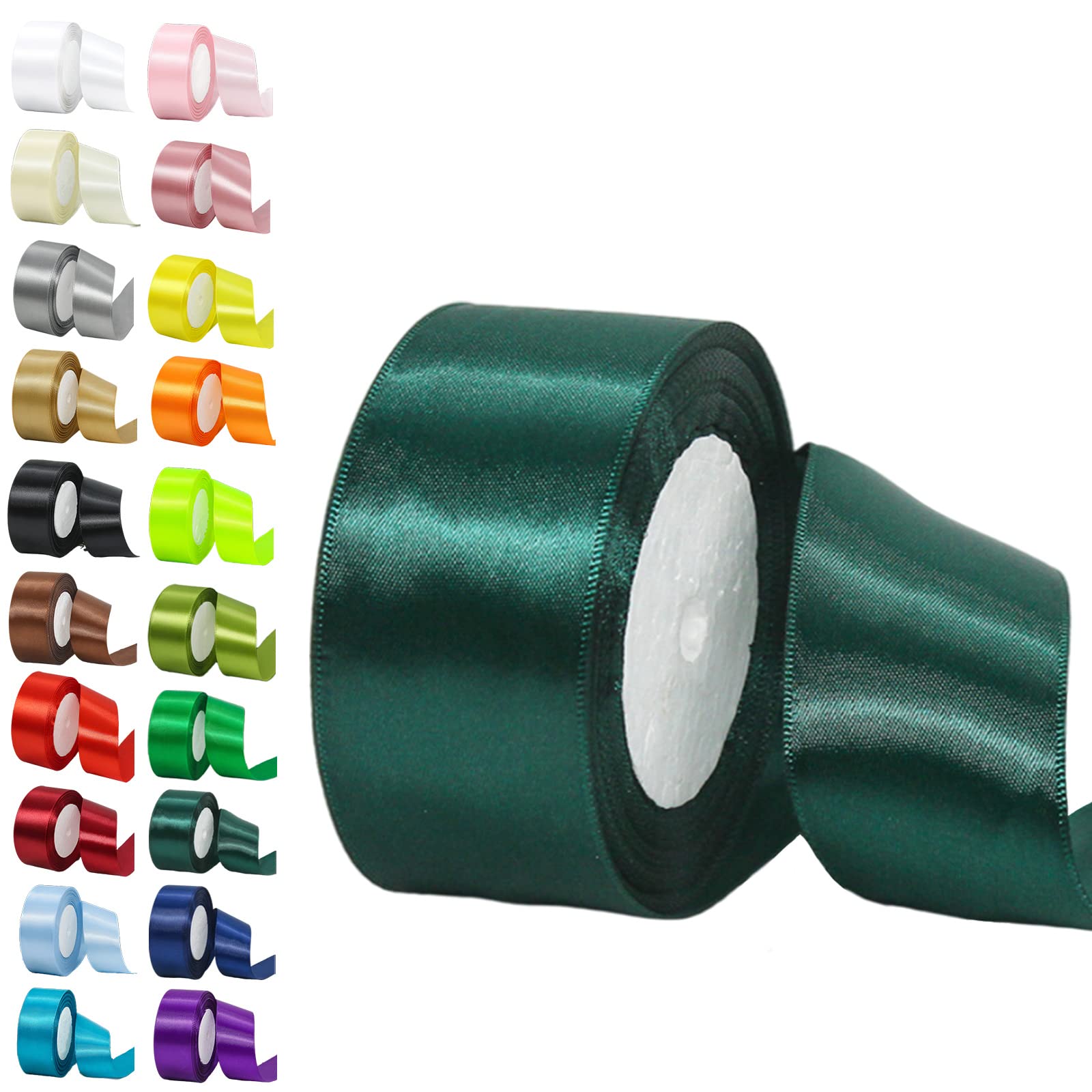 50mm Wide Dark Green Ribbon for Gift Crafting,22M 2Inch Green Solid ...