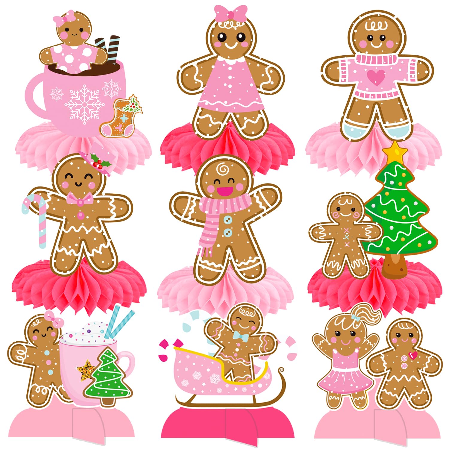 Amazon.com: Christmas Gingerbread Man Party Honeycomb Centerpieces ...
