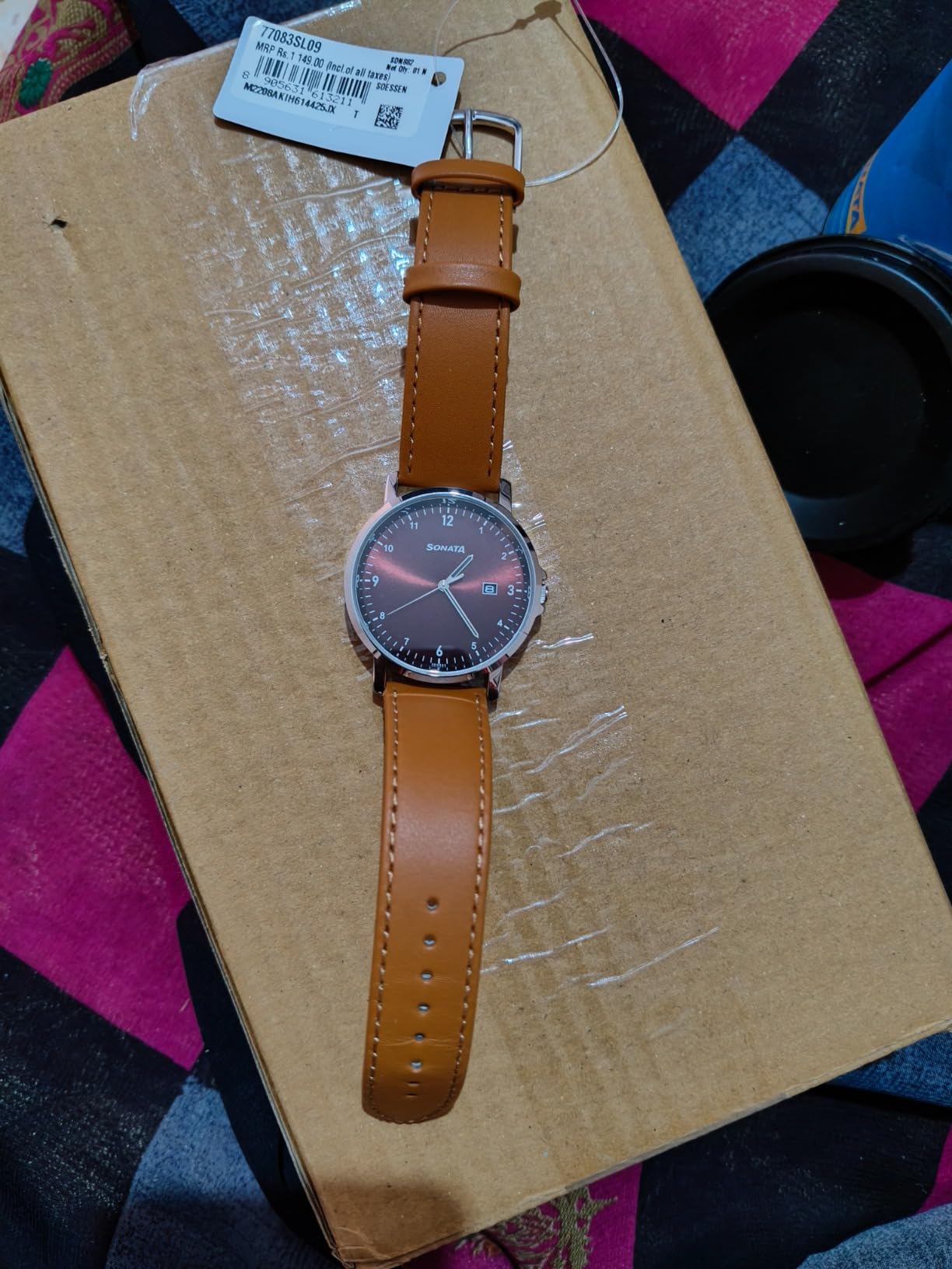 Sonata Quartz Analog with Date Brown Dial Watch for Men-77083SL09 ...