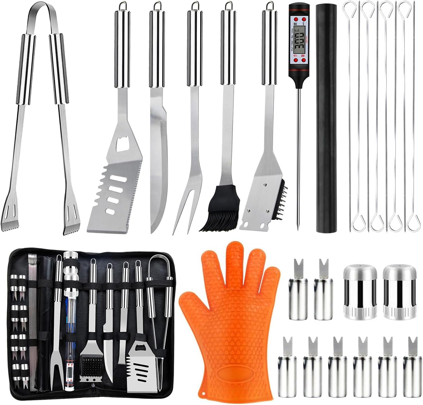 Amazon.com : POLIGO 29 PCS BBQ Grill Accessories Stainless Steel BBQ ...