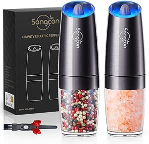 Amazon.com: Sangcon Gravity Electric Salt and Pepper Grinder Set Automatic Shakers Mill Grinder ...