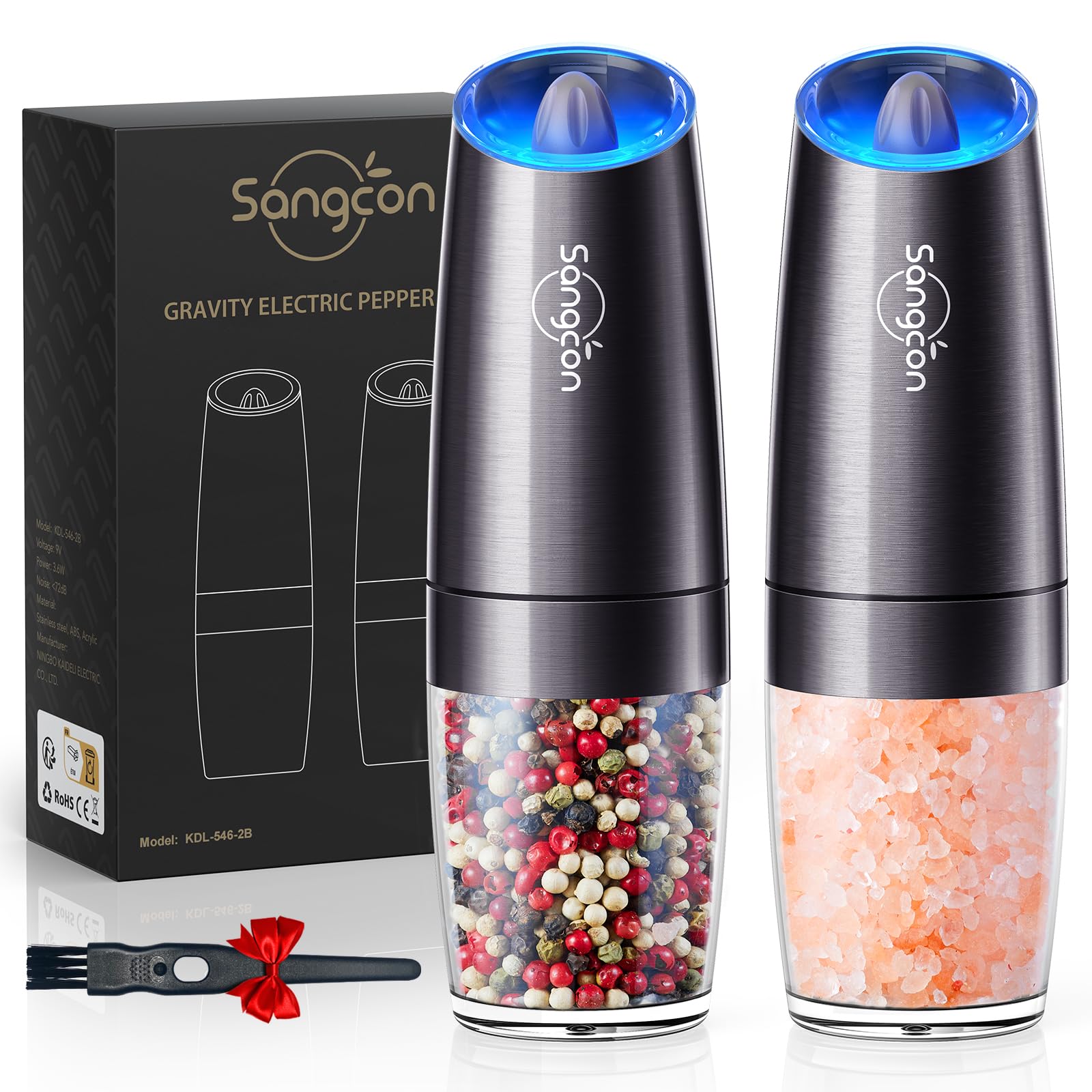 Amazon.com: Sangcon Gravity Electric Salt and Pepper Grinder Set ...