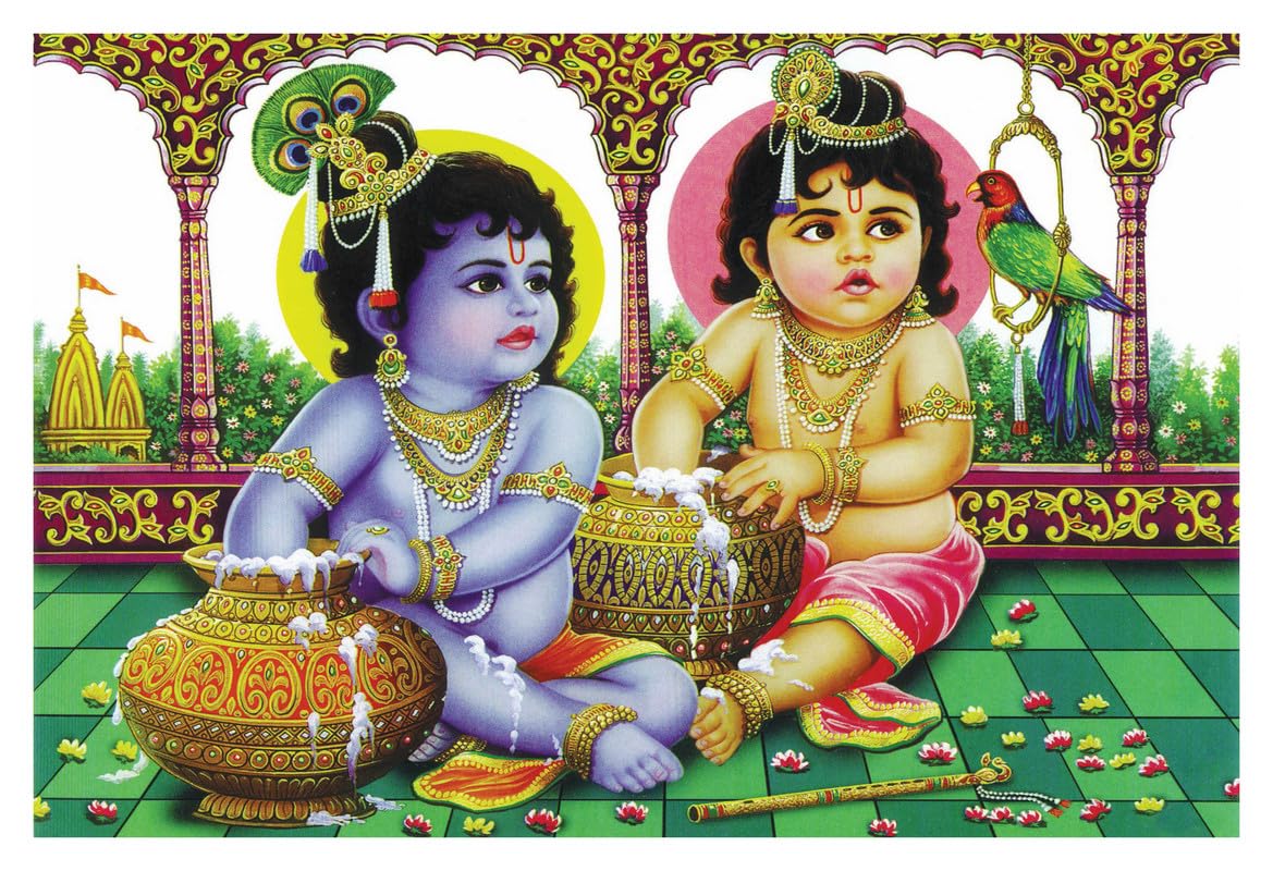 HK PRINTS Bal Krishna Ji Religious Wall Poster for Room (12x18 Inch ...