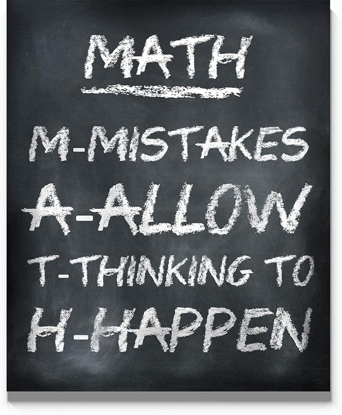 Amazon.com: MATH Mistakes, Allow, Thinking To Happen 11x14 Chalkboard ...