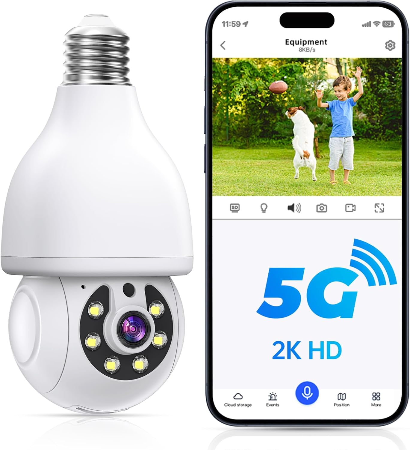Amazon.com : Jqimn 3MP Outdoor Camera Wireless, 2K Lightbulb Home ...