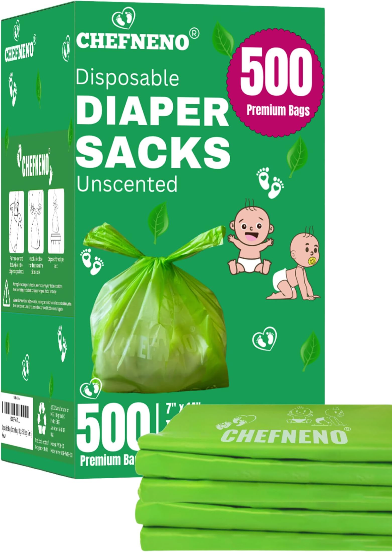 Amazon.com: Hathaway Baby Disposable Diaper Bags, 100% Biodegradable ...