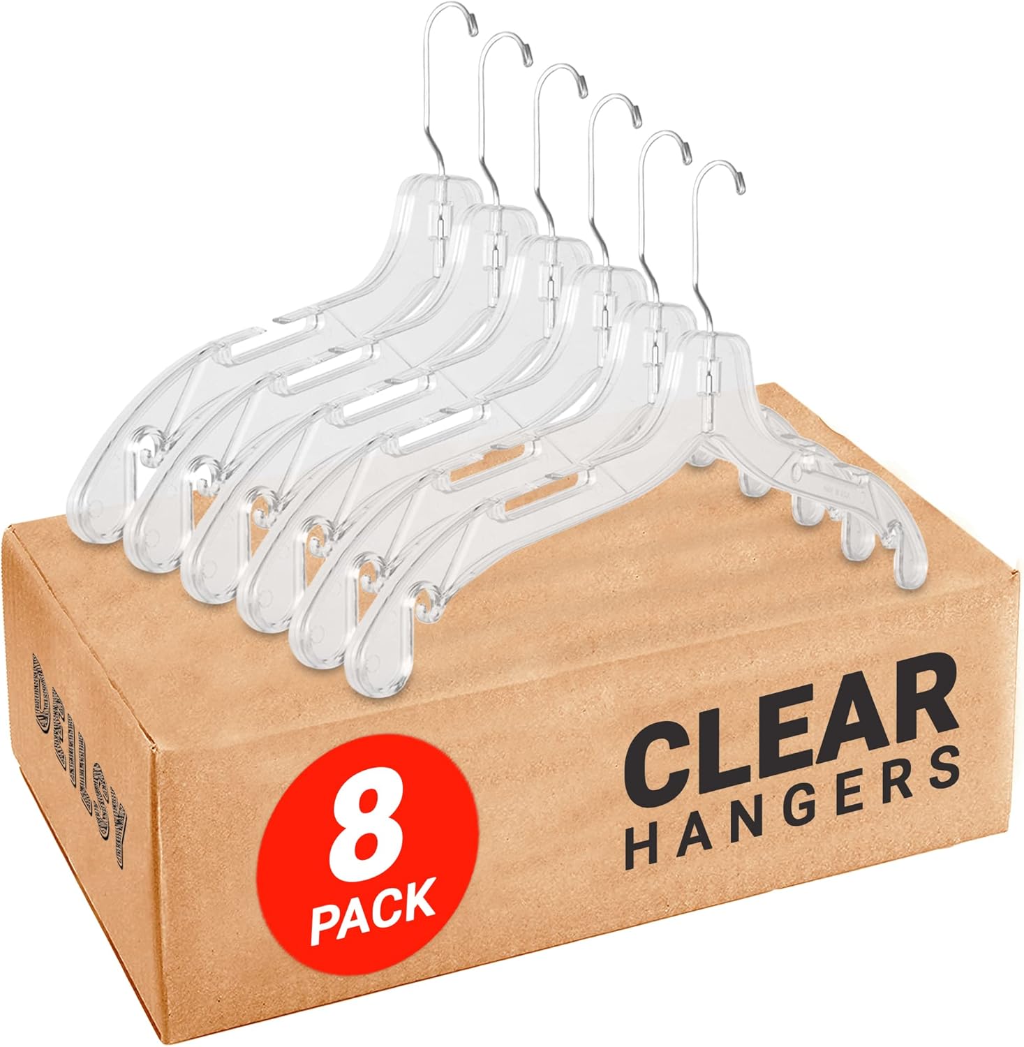 Amazon.com: Clear Plastic Hangers 8 Pk Shirt Hangers Crystal for ...
