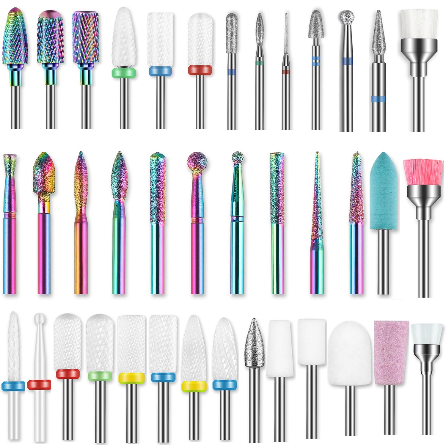 Amazon.com: 39PCS Nail Drill Bits Set, 3/32inch Professional Ceramic ...