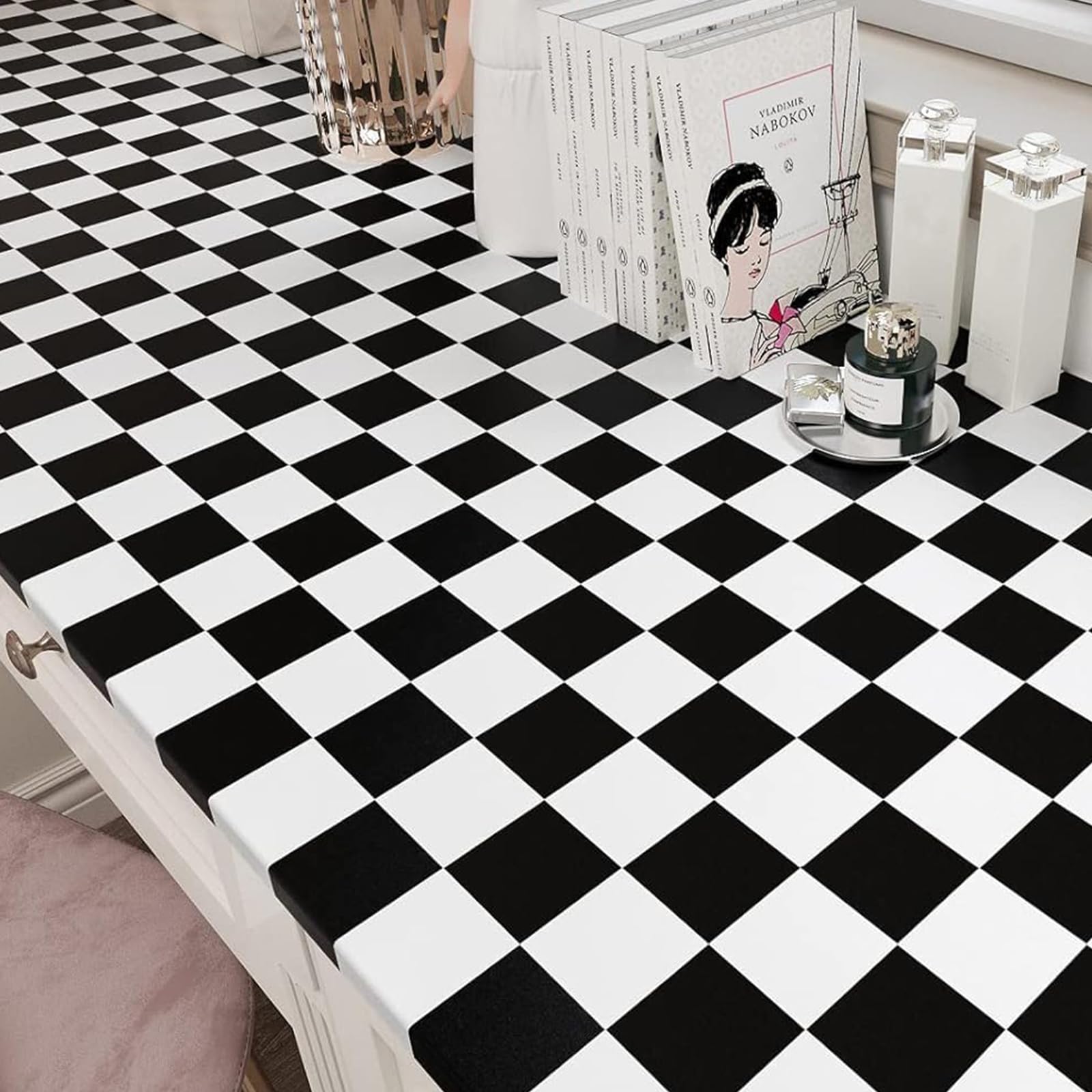 YENHOME Removable Checkered Wallpaper Small Checkered Peel and Stick ...