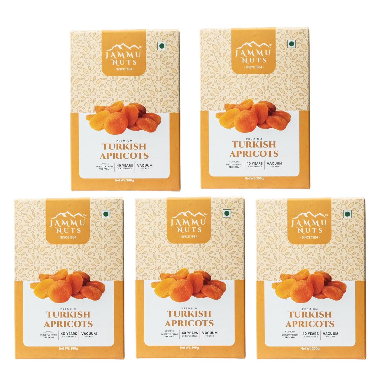 JAMMU NUTS Premium Jumbo Seedless Dried Apricot - Pack Of 5 (200gm Each ...
