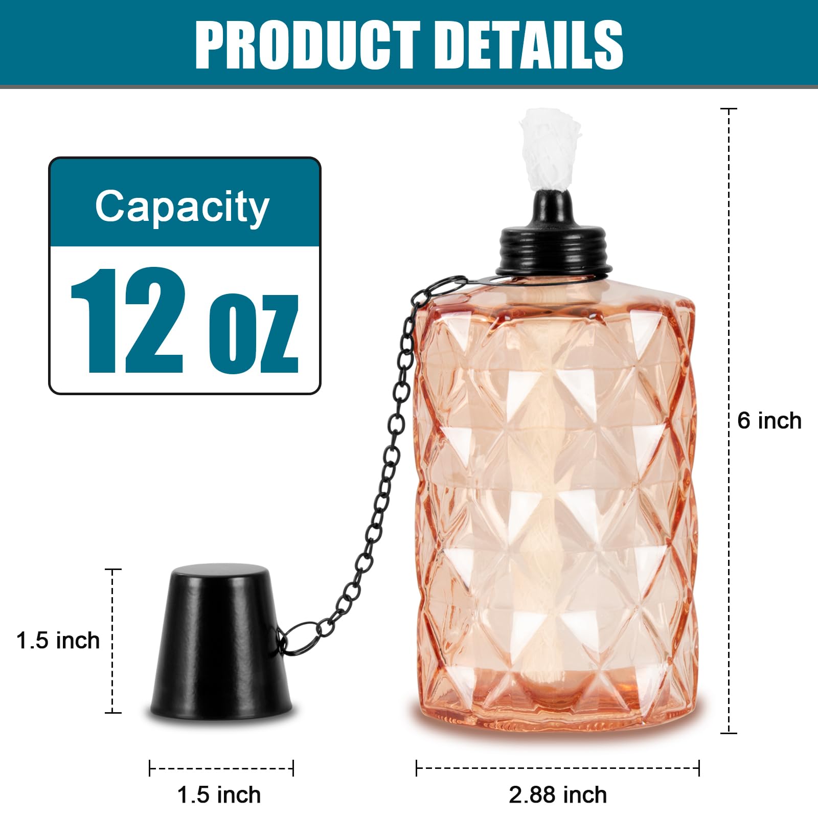 Snapklik.com : Glass Table Top Torch, Outdoor Torch Canisters 12 oz ...