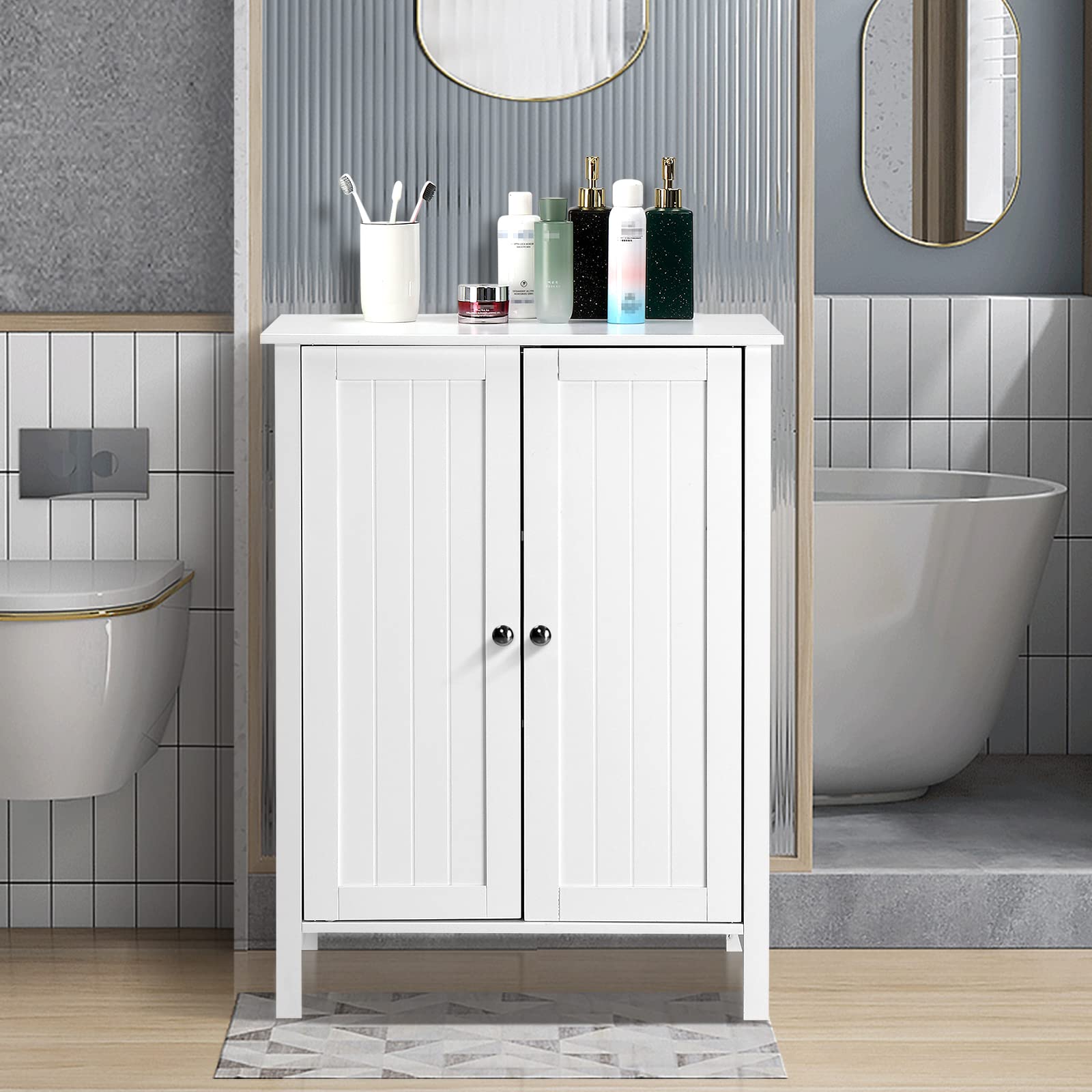 Amazon.com: Bonnlo Bathroom Cabinet Free Standing Floor Storage with ...