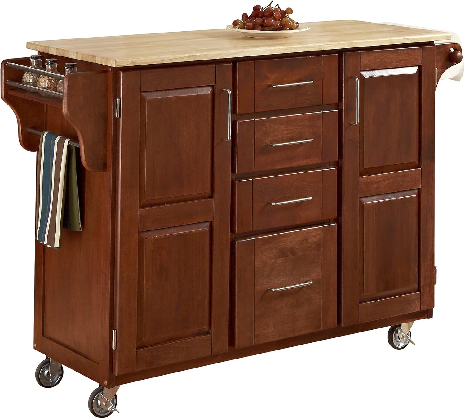 Amazon.com: Create-a-Cart Warm Oak 2 Door Cabinet Kitchen Cart with ...