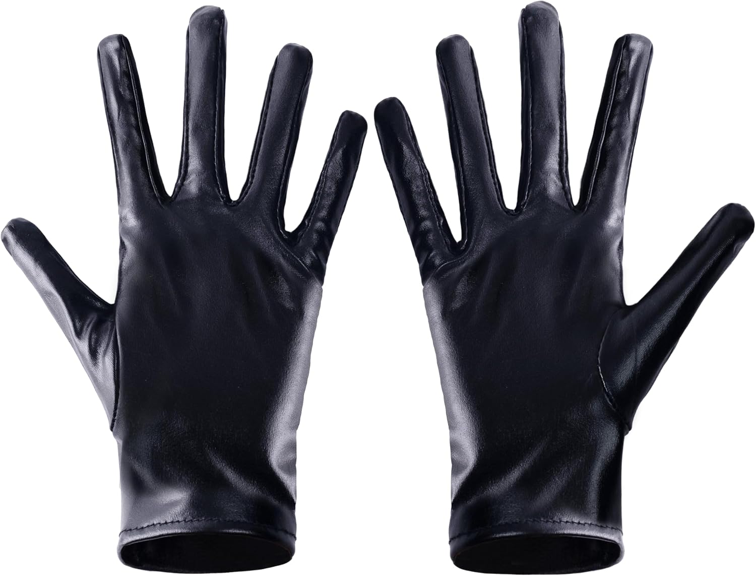 Amazon.com: Spooktacular Creations Black Metallic Gloves, Unisex Shiny ...