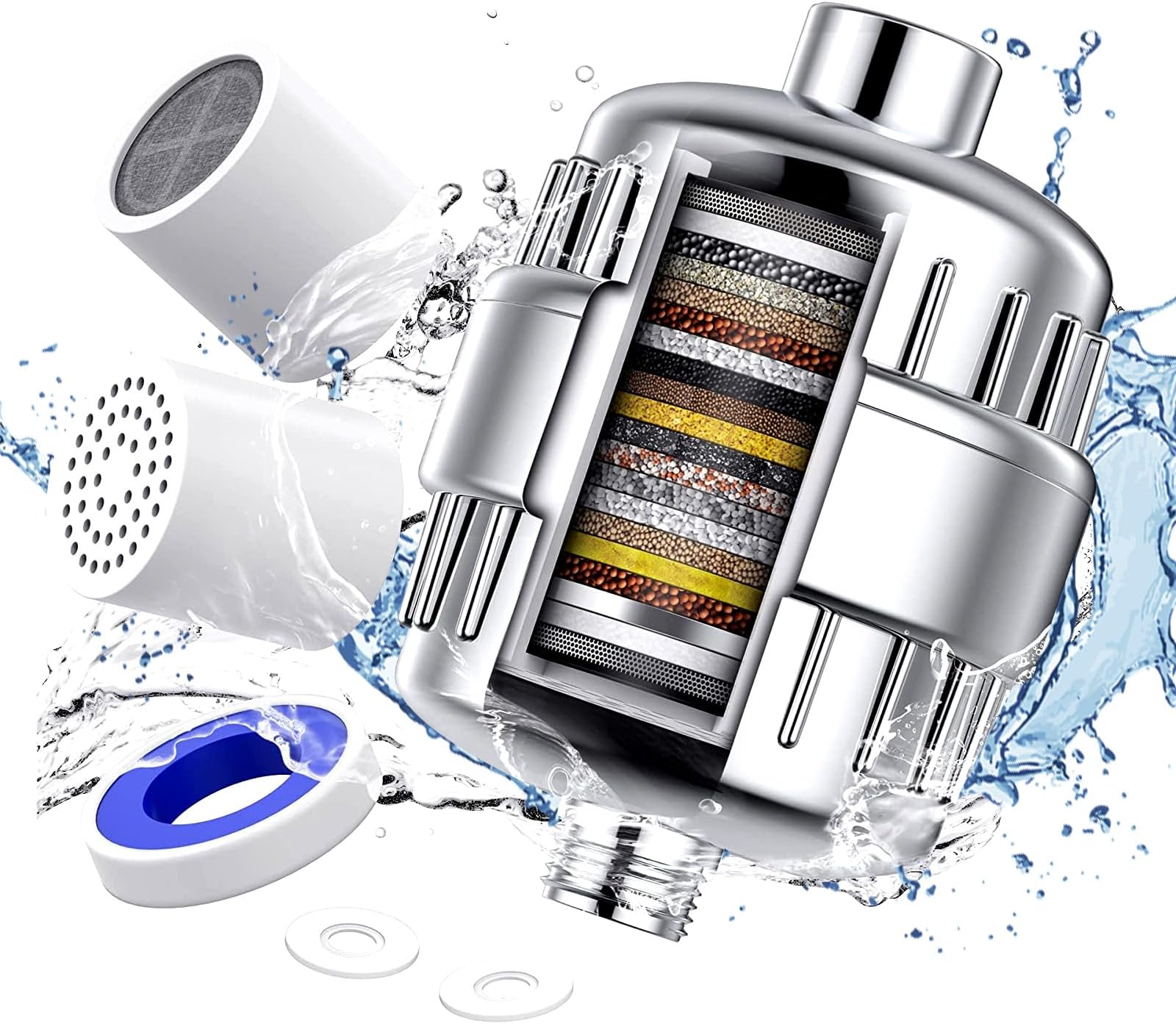 Filtro Regadera,Filtro de Ducha Agua Universal de 18 Etapas, Incluye ...