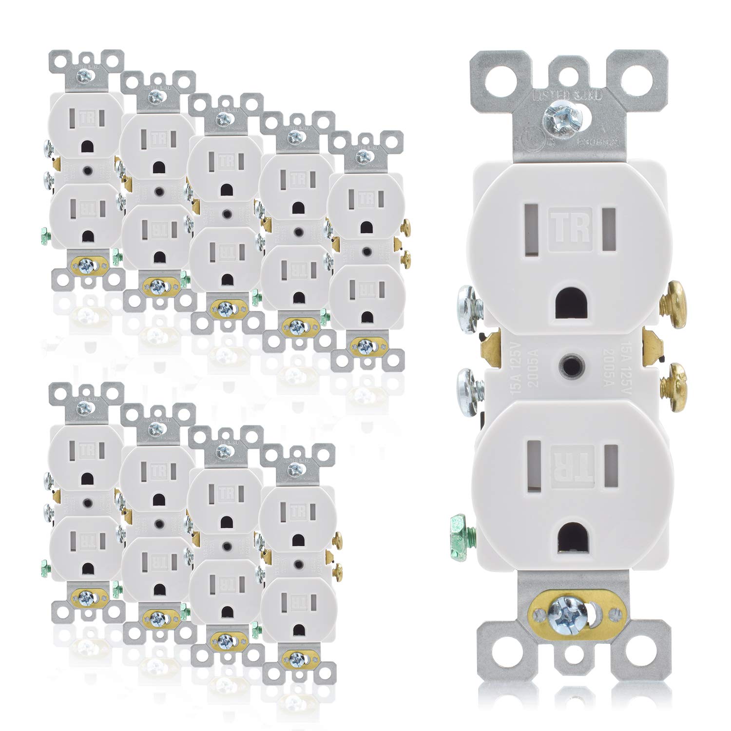 Snapklik.com : AIDA 10 Pack 15 Amp Outlet Duplex Electrical Receptacle ...