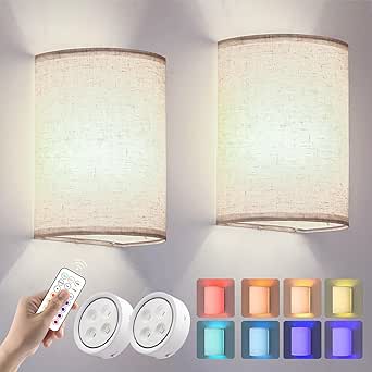 LED Wall Lights Battery Operated USB Rechargeable Wall Lamp Indoor 16 ...