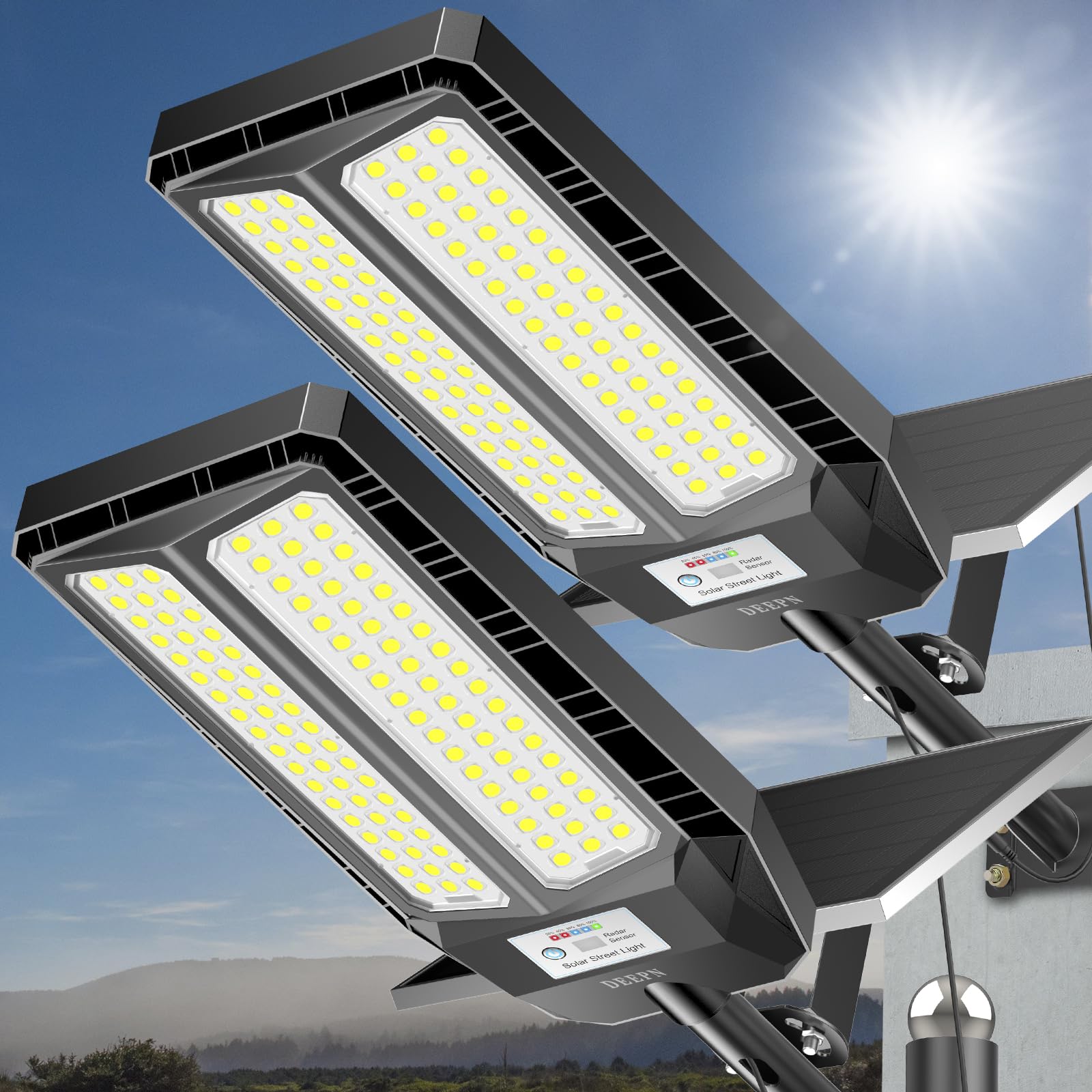 Snapklik.com : Solar Lights Outdoor 7000W, Upgraded Dual Solar Panels ...