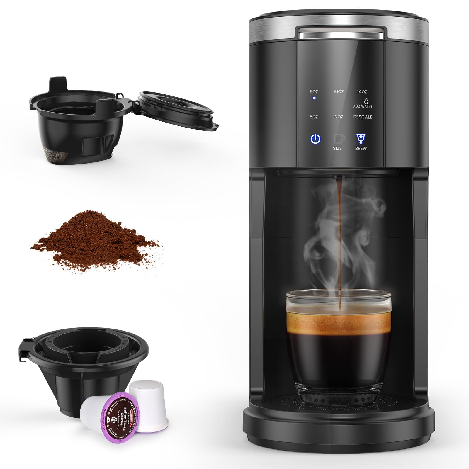 Amazon.com: Kndko Single Serve Coffee Maker, Capsule Coffee Machine for K-Cups Pods & Ground ...