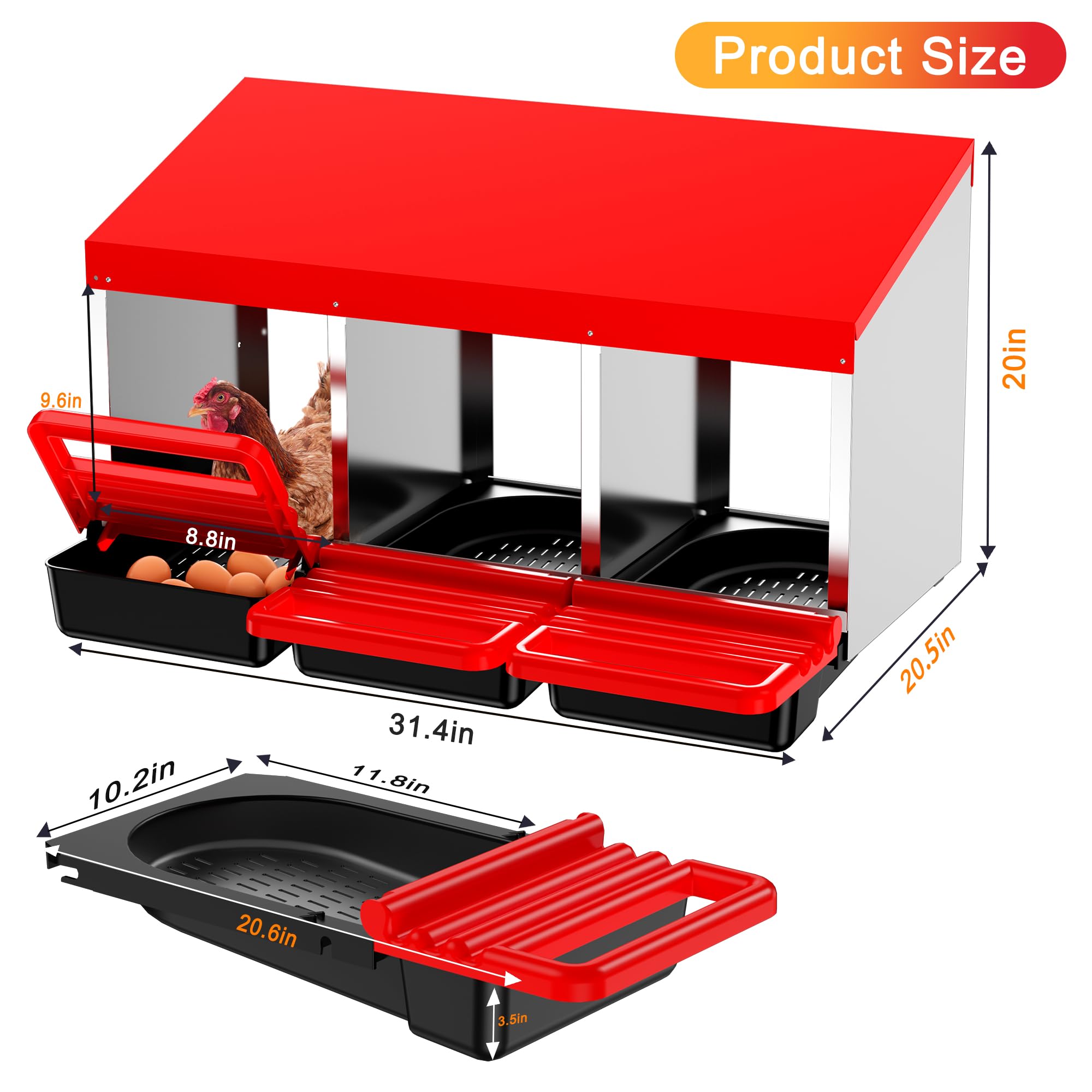 Snapklik.com : Tiflev Chicken Nesting Boxes, 3 Hole Metal Roll Away ...