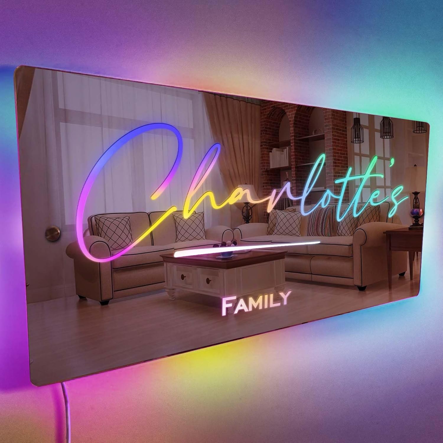 Amazon.com : Personalized Name Mirror Led Light - Light Up Mirror Night ...