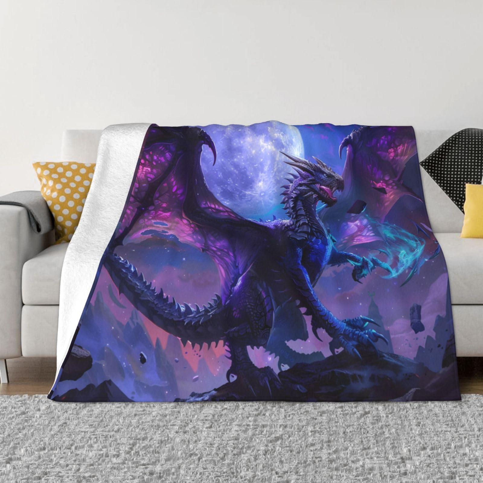 Amazon.com: Dragon Fantasy Purple Throw Blanket Warm Ultra-Soft Micro ...