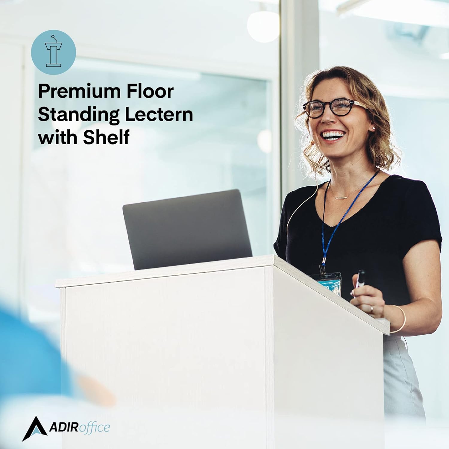 Save 45% • White Wood Laminate Stand-Up Podium Lectern