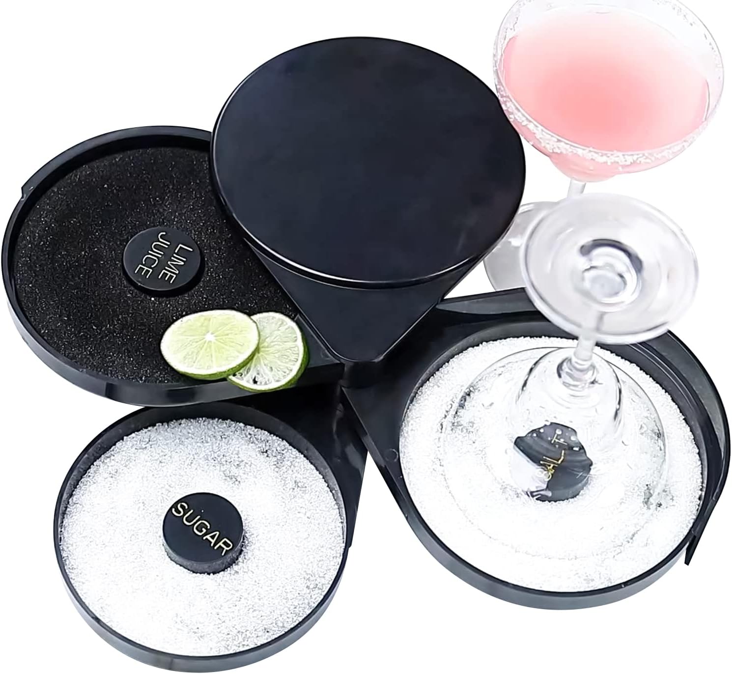 Amazon.com | Potlimepan 3 Tier Salt/Sugar Rimmer, Marganita Glass Salt ...