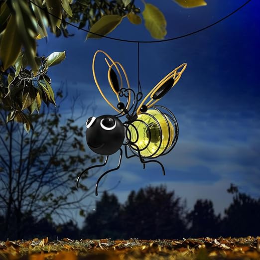Amazon.com : EVOLUX Outdoor Hanging Bee Solar Light Decor for Outside ...