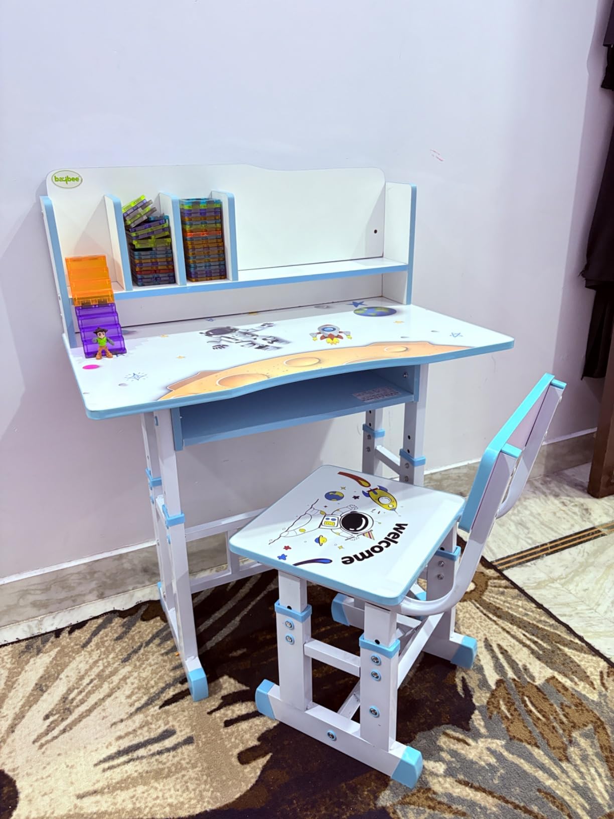 BAYBEE Wooden Multi Functional Kids Study Table for Students, Hight ...