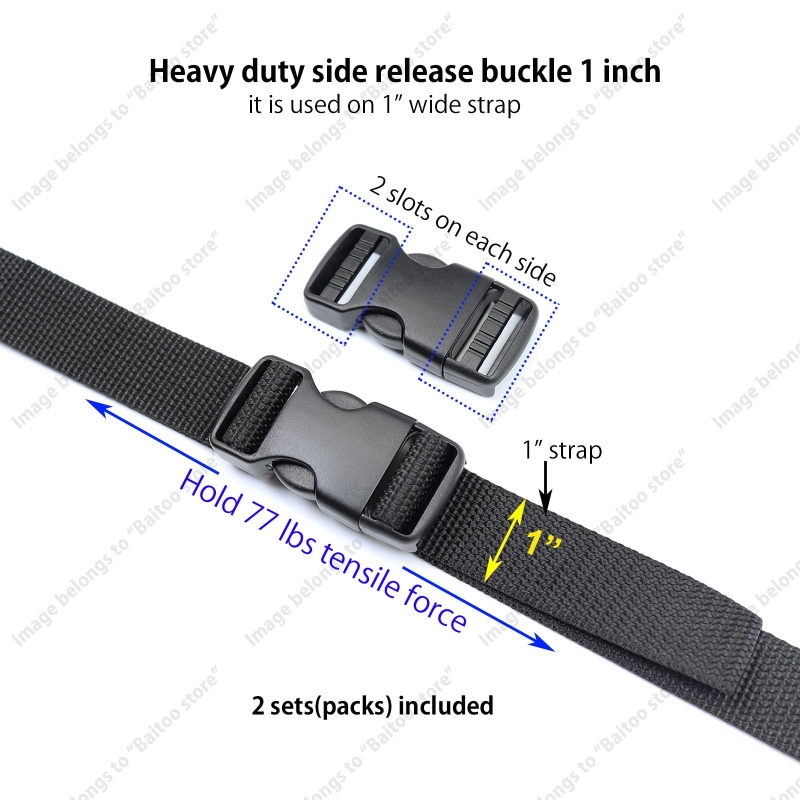 Snapklik.com : Baitoo Quick Side Release Buckles1 Inch Heavy Duty ...