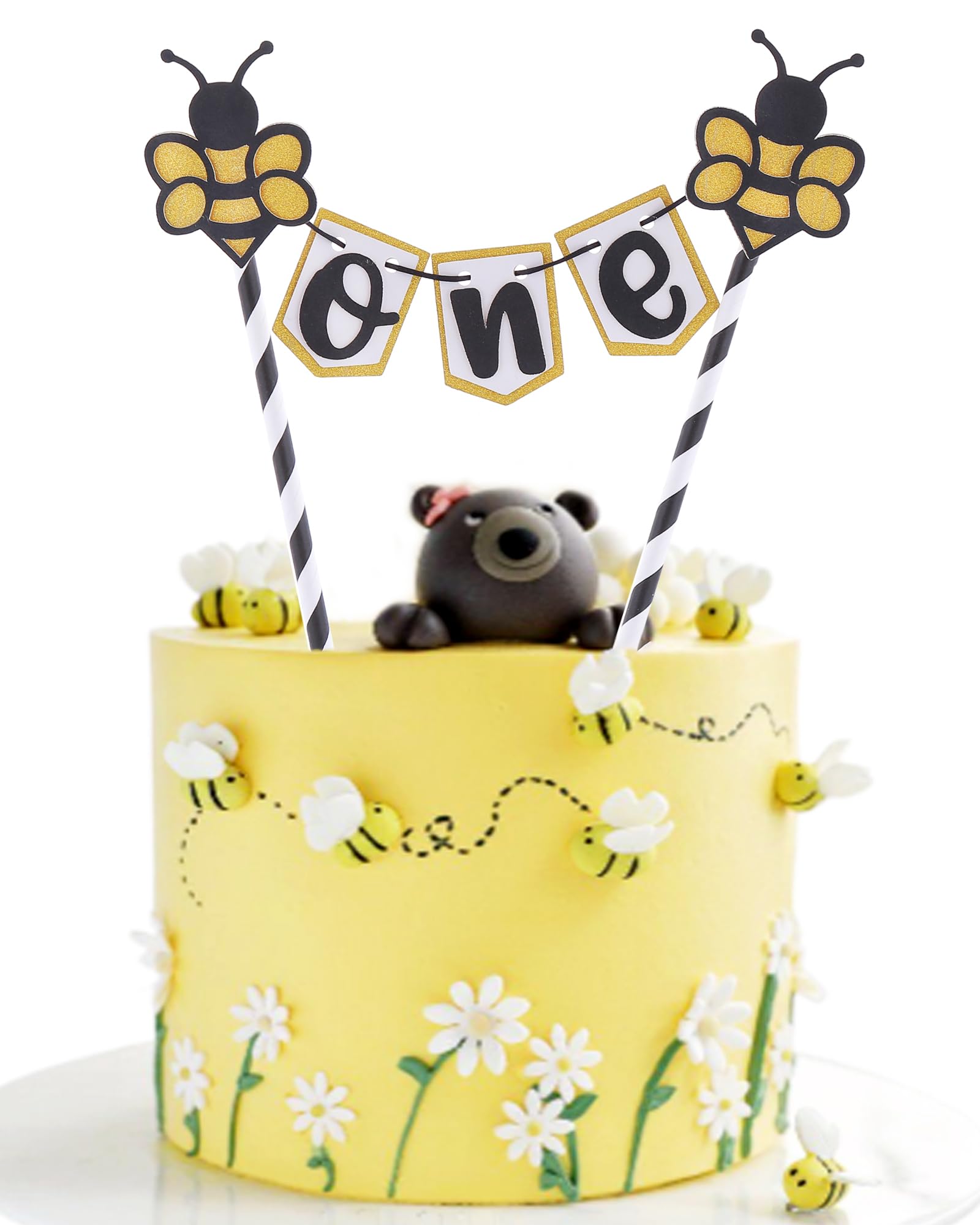 Amazon.com: Bumble Bee One Cake Topper - Fun to Bee 1st Birthday Cake ...