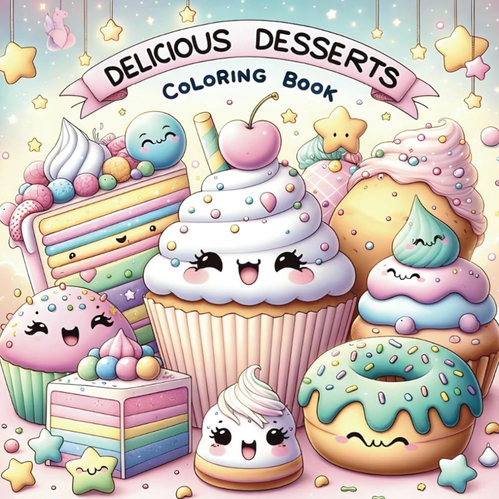 Amazon.com: Delicious Desserts Coloring Book: Kawaii Sweet Treats ...