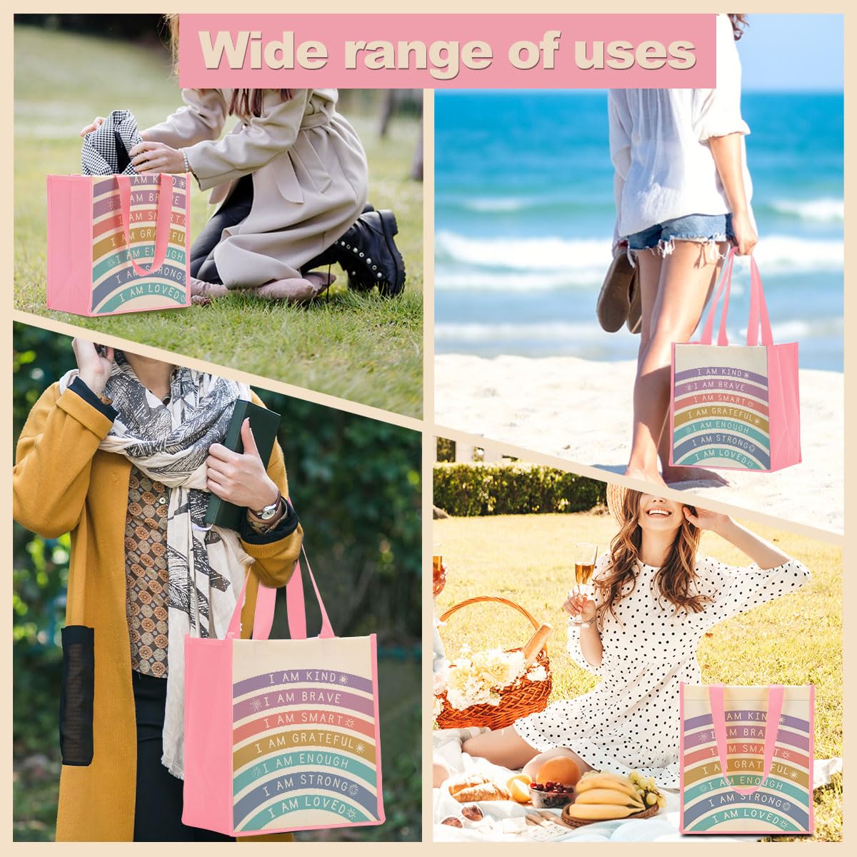 Snapklik.com : Pink Inspirational Gifts Medium Canvas Tote Bag Mental ...