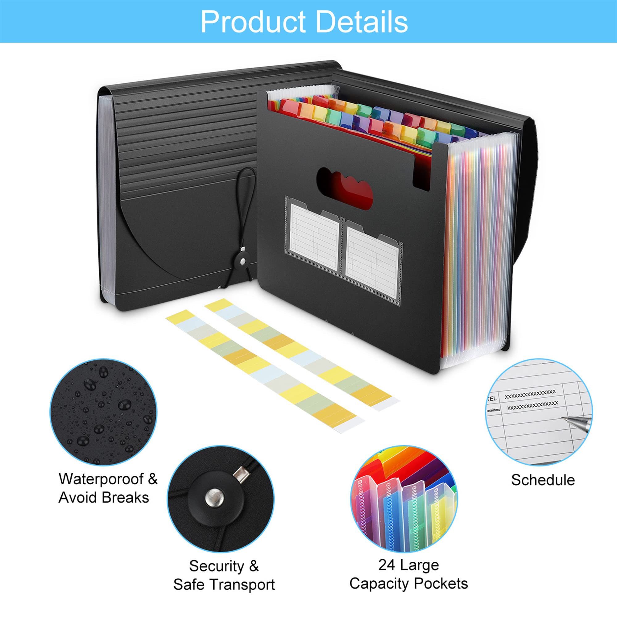 Snapklik.com : 2 Pack Expanding File Folder, 24 Pocket Accordian File ...