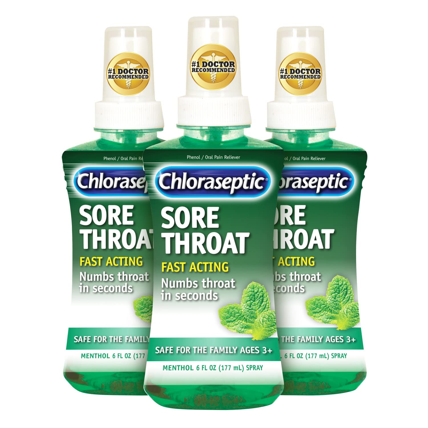Buy Chloraseptic Sore Throat Spray, Menthol, 6 fl oz, 3 Bottles Online ...