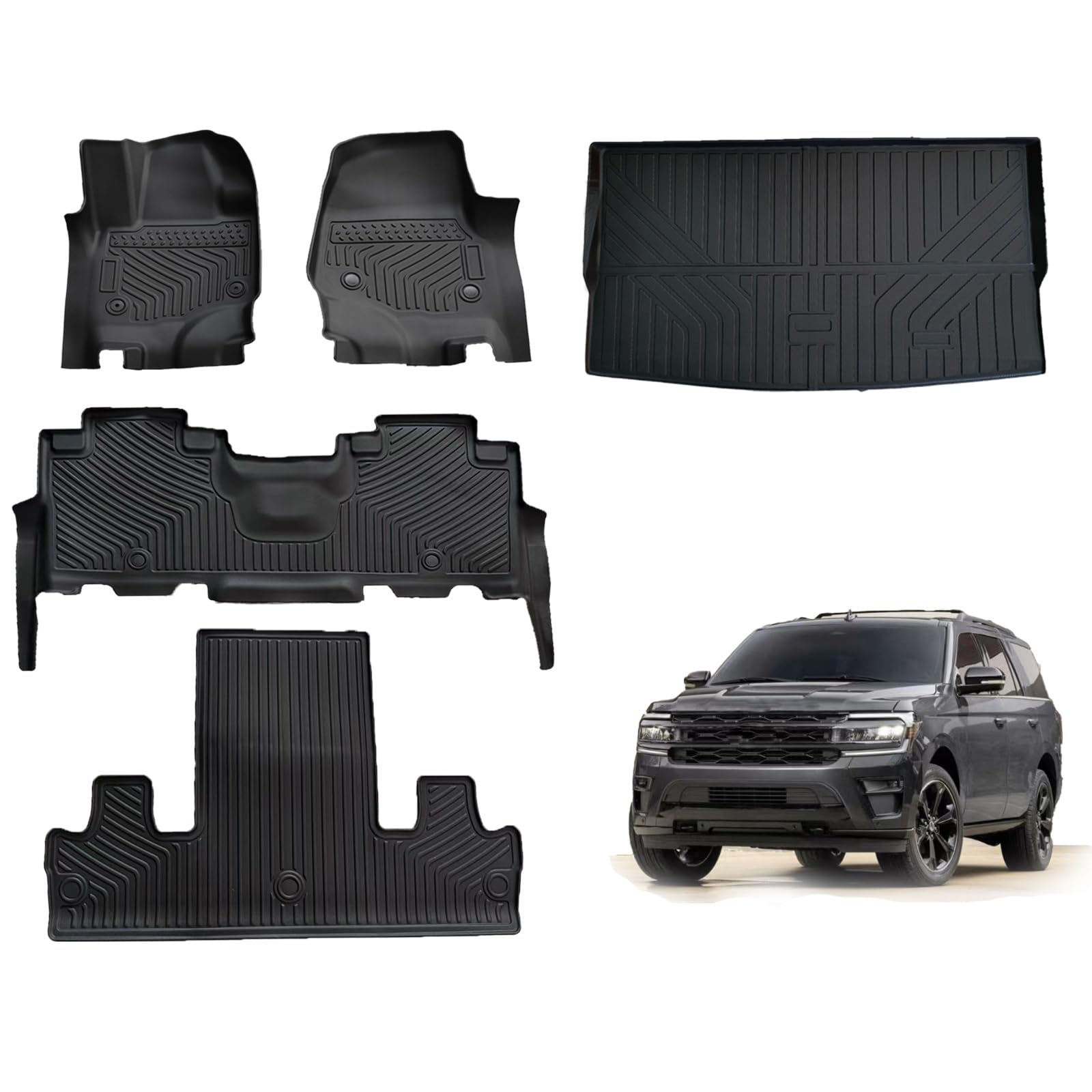 3 Row Floor Mats & Cargo Liner for 2018-2024 Ford Expedition Max ...