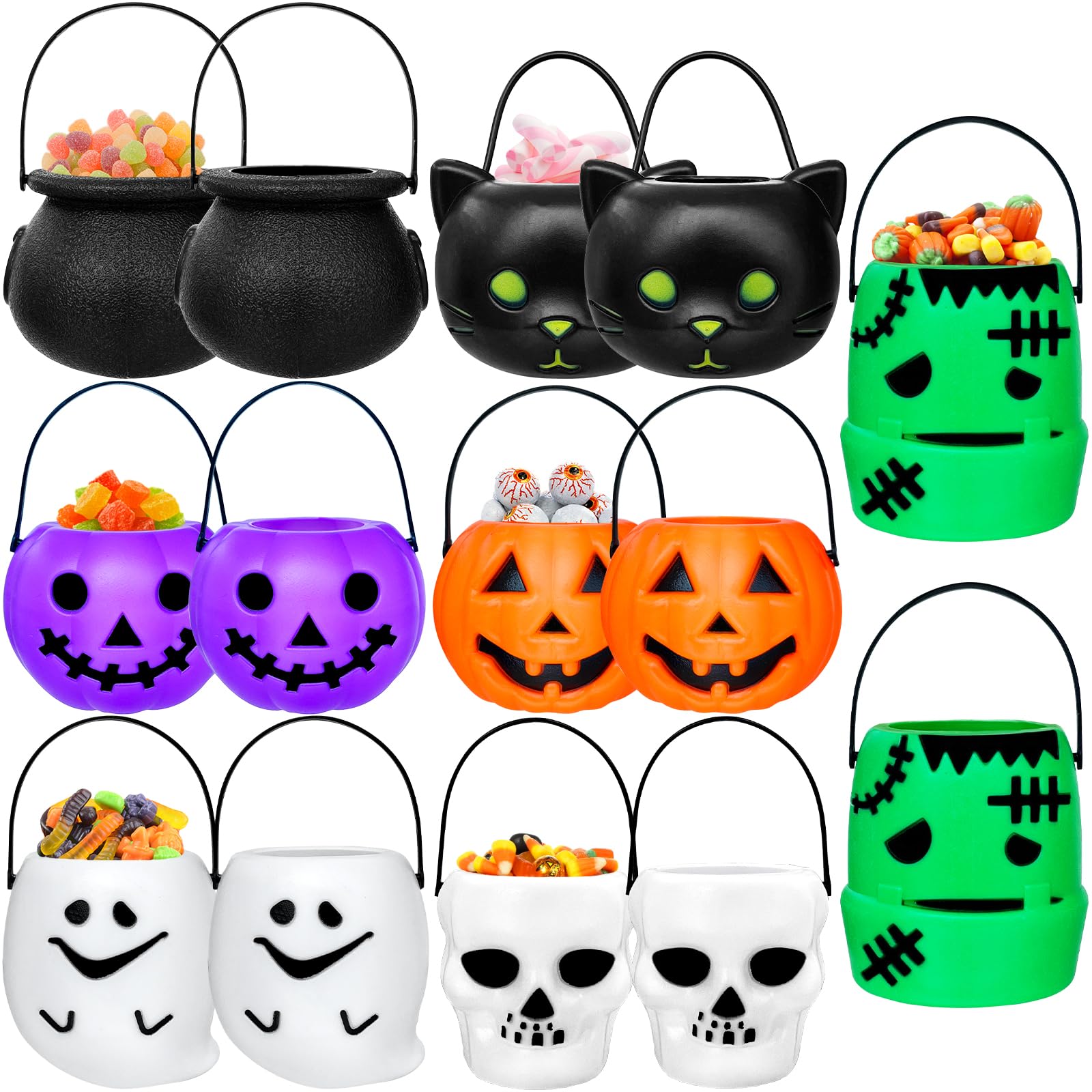 Amazon.com | Lshfwn 14 Pcs Halloween Candy Bucket,Pumpkin Ghost ...