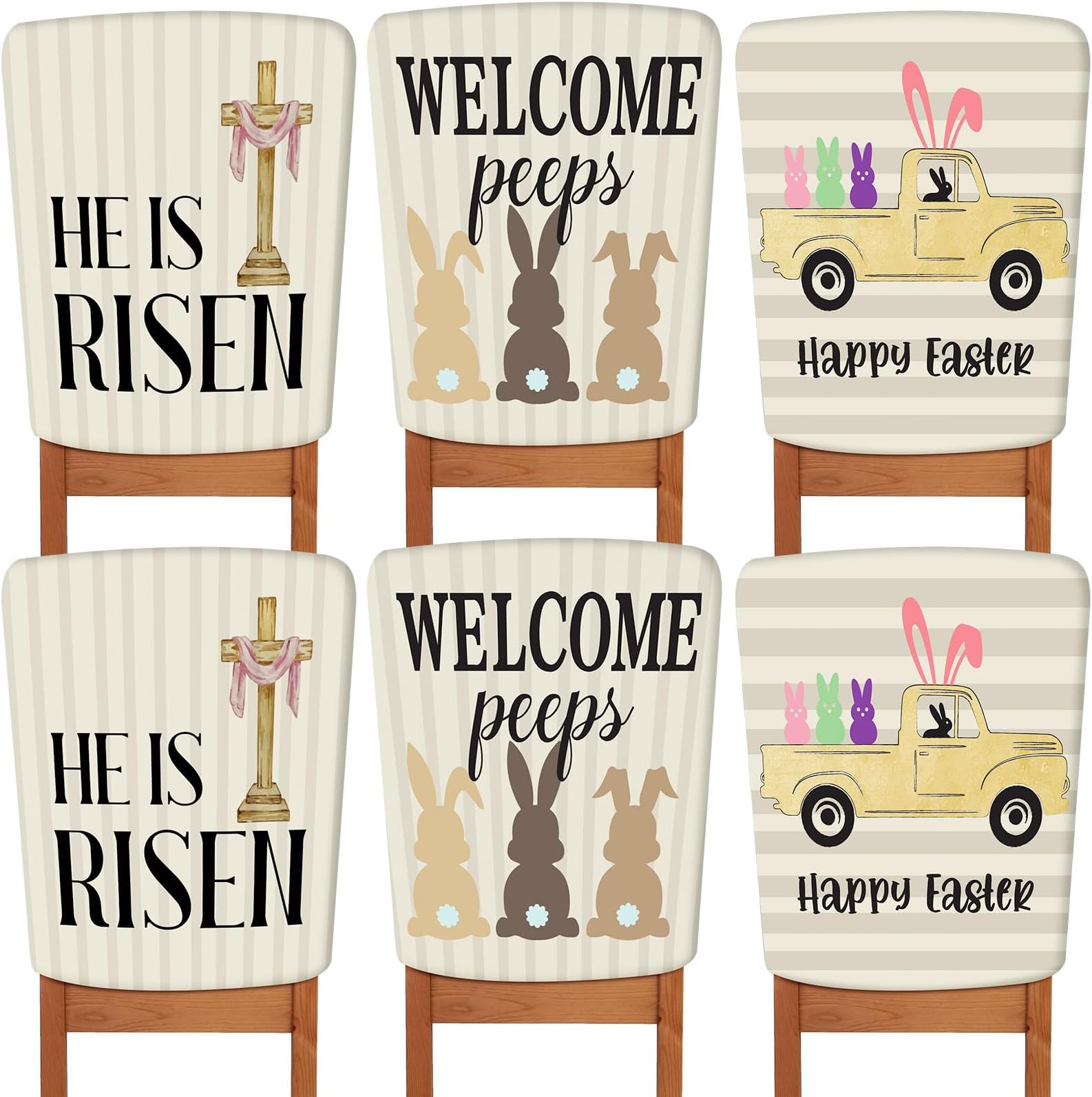 Amazon.com: Geetery 6 Pcs Easter Back Chair Cover Bunny Truck Easter ...