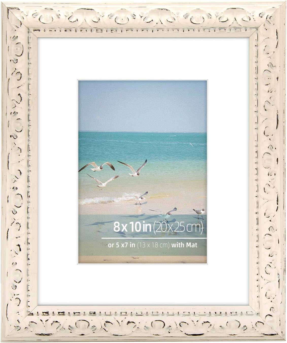 WYNCO 8x10 inch Distressed Wood Off-white Vintage Antique Retro Picture ...