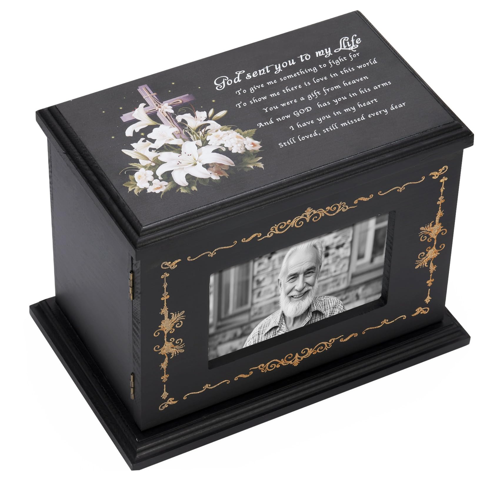 Amazon.com: Jimerf Wooden Cremation Urns for Human Ashes with Photo ...