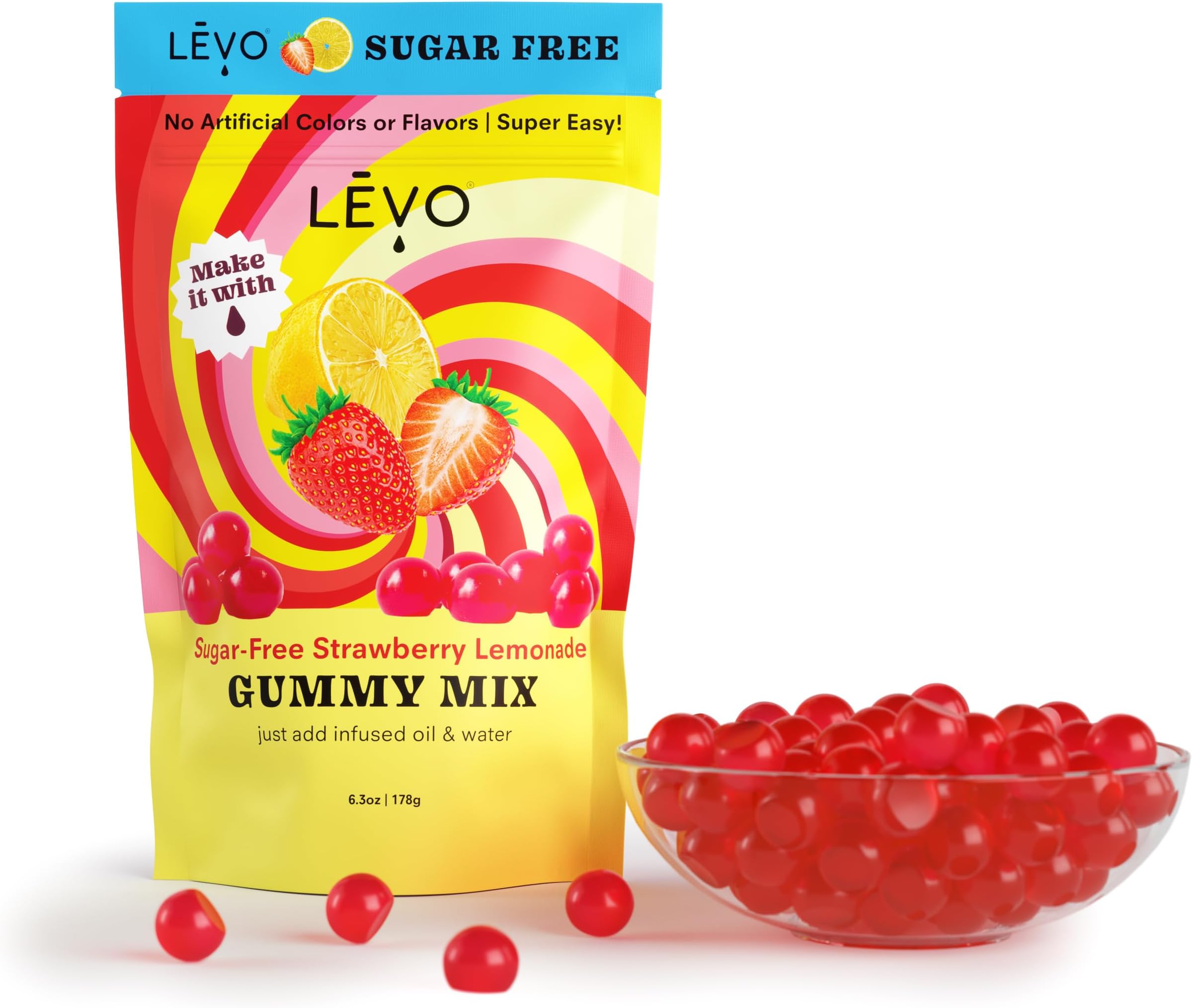 Amazon.com : LĒVO Gummy Mix - Strawberry Lemonade (Sugar Free) - Make ...